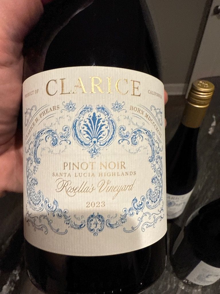2023 Clarice Wine Company Pinot Noir Rosella's Vineyard, USA ...