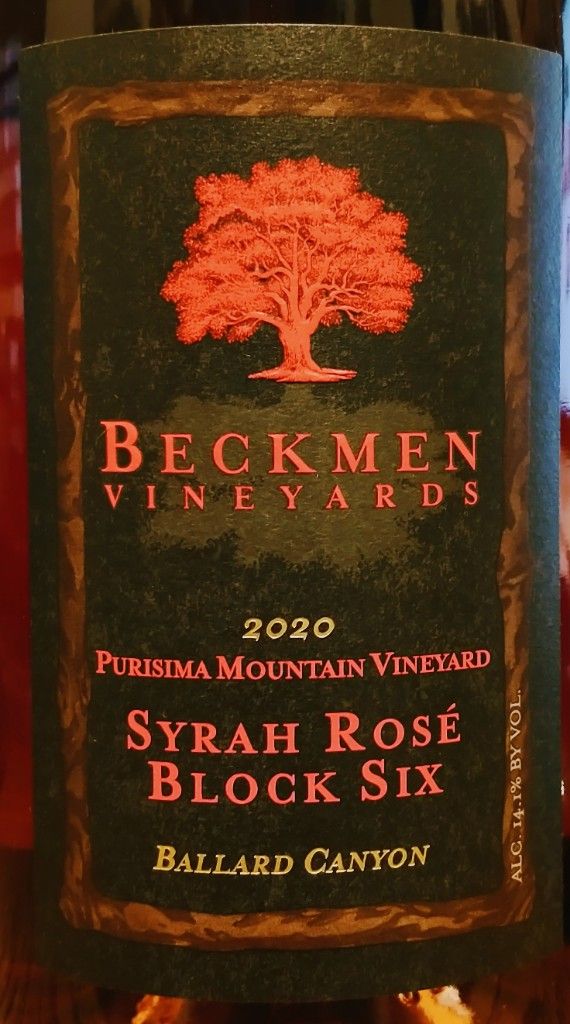 2019 Beckmen Vineyards Syrah Block Six Rosé Purisima Mountain Vineyard ...