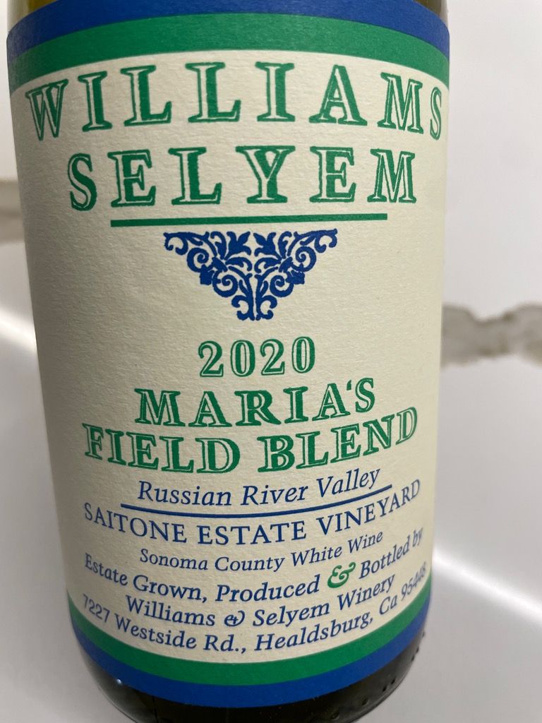 2020 Williams Selyem Maria's Field Blend Saitone Estate Vineyard, USA ...