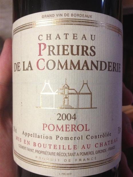 2004 Prieurs de la Commanderie, France, Bordeaux, Libournais, Pomerol ...