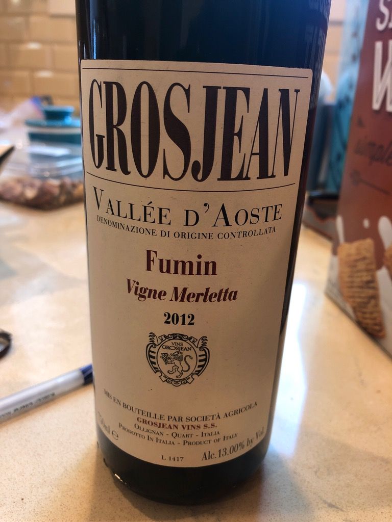 2012 Grosjean Fumin Valle d'Aosta Vigne Merletta, Italy, Valle d'Aosta ...