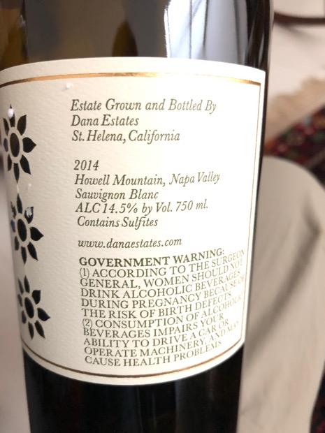 2014 Dana Estates Sauvignon Blanc Hershey Vineyard, USA, California ...