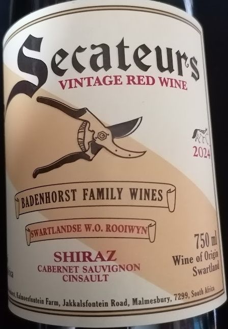 2024 Badenhorst Family Wines Secateurs Red Blend, South Africa, Coastal ...