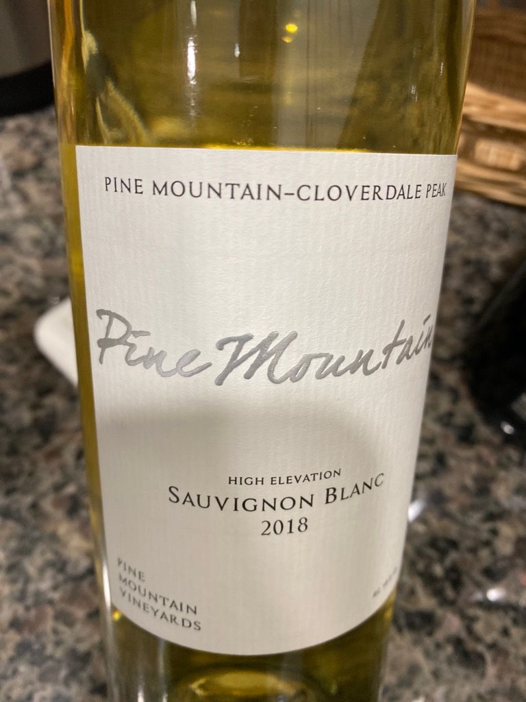 2018 Pine Mountain Vineyards Sauvignon Blanc High Elevation, USA, California, North Coast, Pine ...