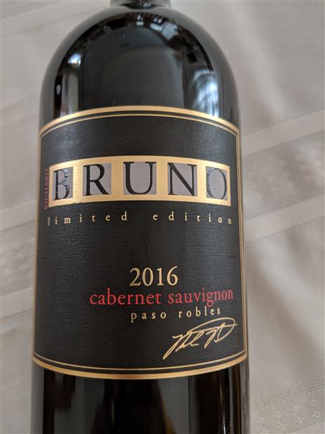 2016 Richard Bruno Cabernet Sauvignon Limited Edition Paso Robles, USA ...