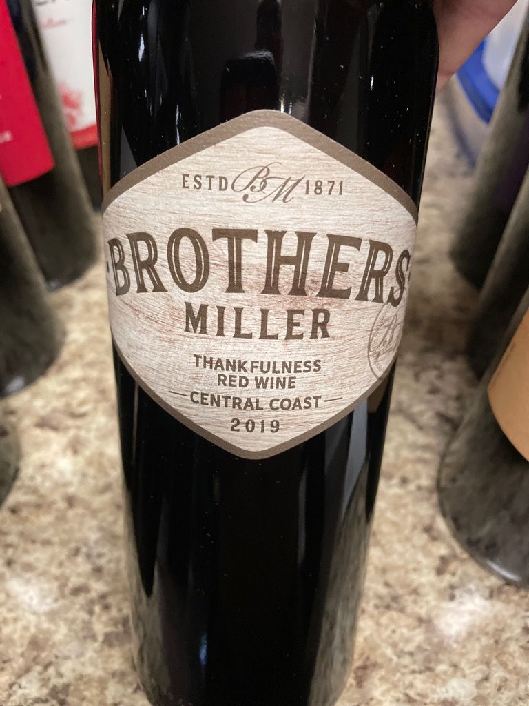 2019 Brothers Miller Thankfulness Red, USA, California, Central Coast ...