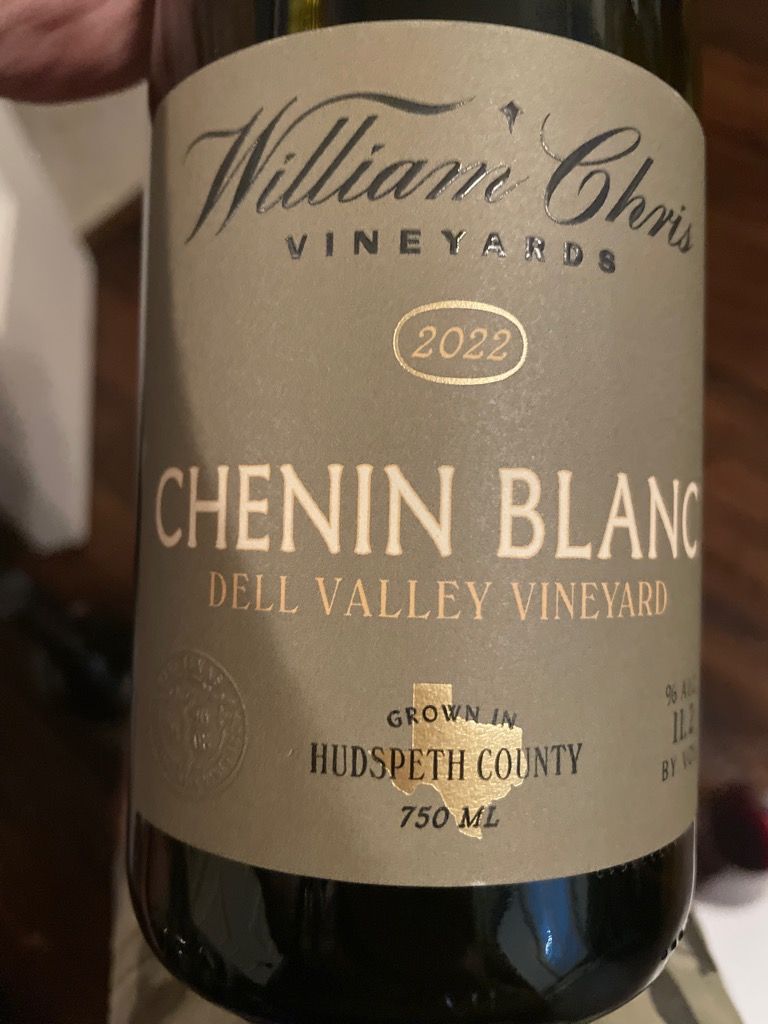 2022 William Chris Vineyards Chenin Blanc Dell Valley Vineyard, USA ...