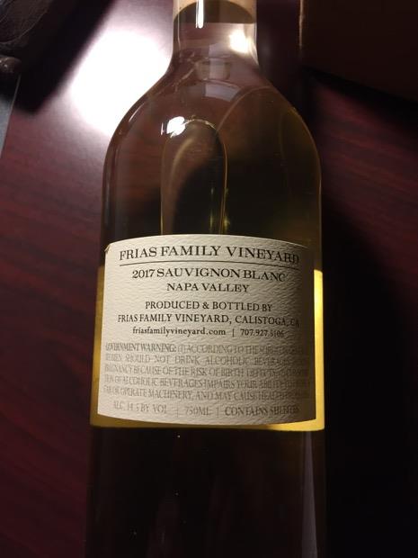 2017 Frias Family Vineyard Sauvignon Blanc, USA, California, Napa ...