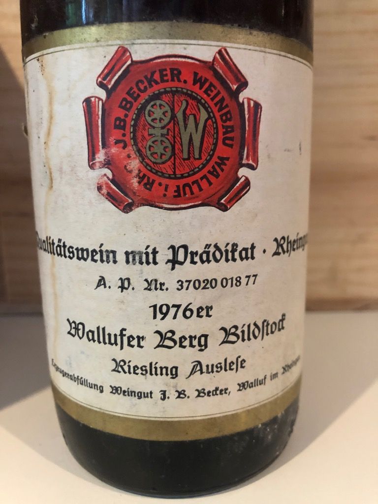 1976 J.B. Becker Wallufer Berg Bildstock Riesling Auslese, Germany ...