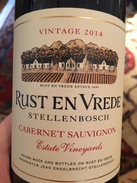 2014 Rust en Vrede Cabernet Sauvignon Estate Vineyards, South Africa ...