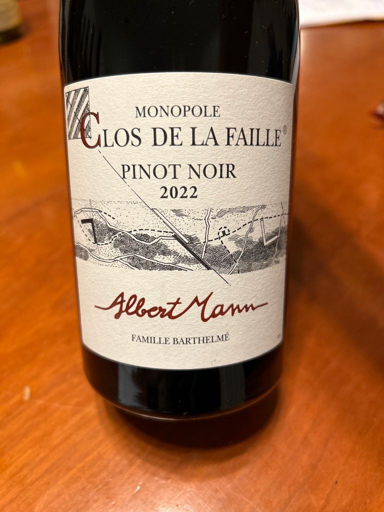 2022 Albert Mann Pinot Noir Clos de la Faille, France, Alsace ...