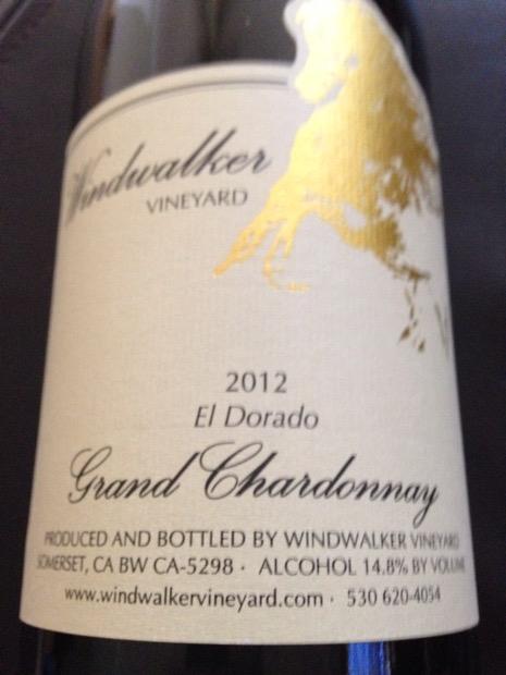 2012 Windwalker Vineyard Chardonnay Grand Chardonnay El Dorado, USA ...
