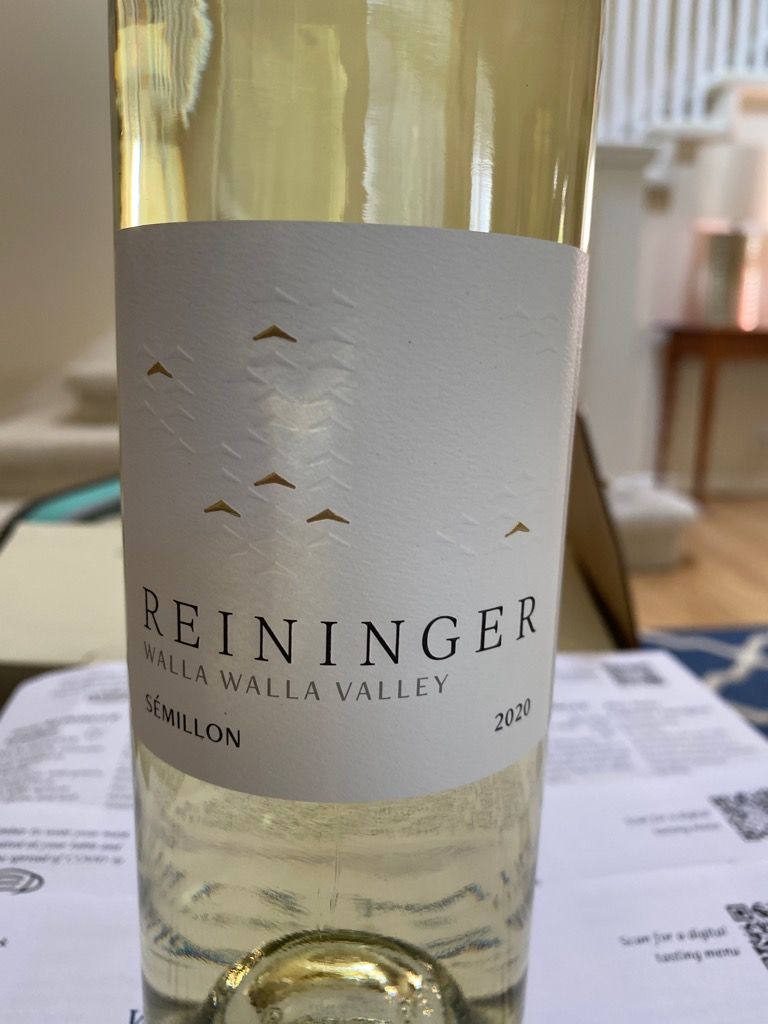 2020 Reininger Sémillon Walla Walla Valley, USA, Washington, Columbia ...