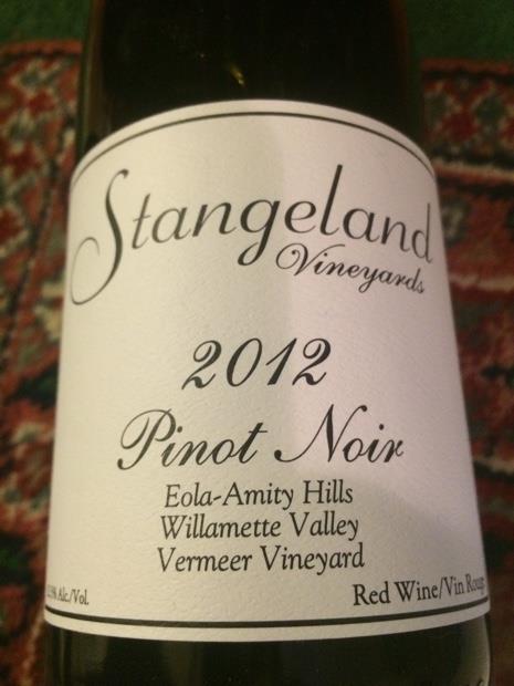 2012 Stangeland Pinot Noir Vermeer Vineyard, USA, Oregon, Willamette ...