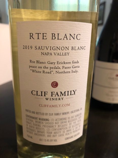 2019 Clif Family Winery Sauvignon Blanc RTE, USA, California, Napa ...