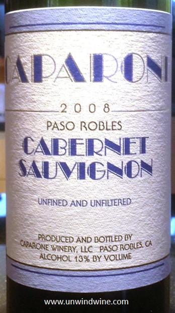2008 Caparone Cabernet Sauvignon, USA, California, Central Coast, Paso ...