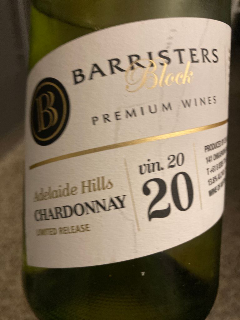 2020 Barristers Block Chardonnay Oaked Adelaide Hills, Australia, South ...