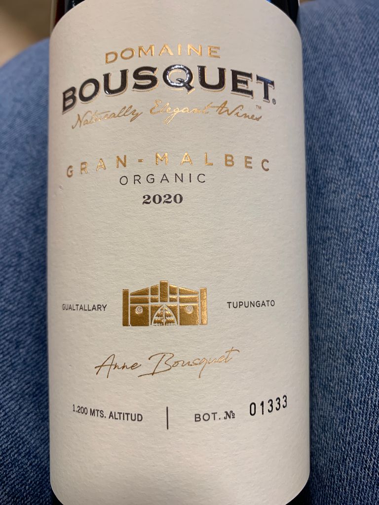 2020 Domaine Bousquet Gran Vino Orgánico Anne Bousquet, Argentina ...
