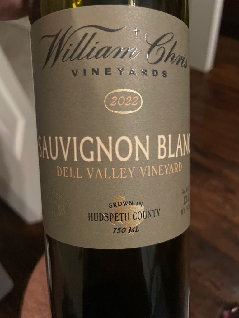 2022 William Chris Vineyards Sauvignon Blanc Dell Valley Vineyards, USA ...