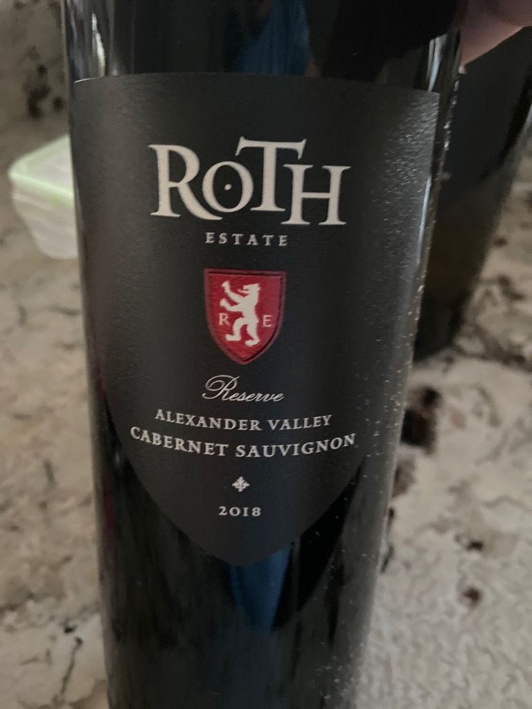 2019 Roth Estate Cabernet Sauvignon Reserve, USA, California, Sonoma ...