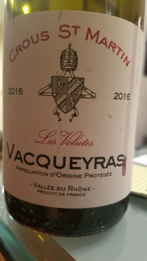 2016 Crous St. Martin Vacqueyras Les Volutes, France, Rhône, Southern ...