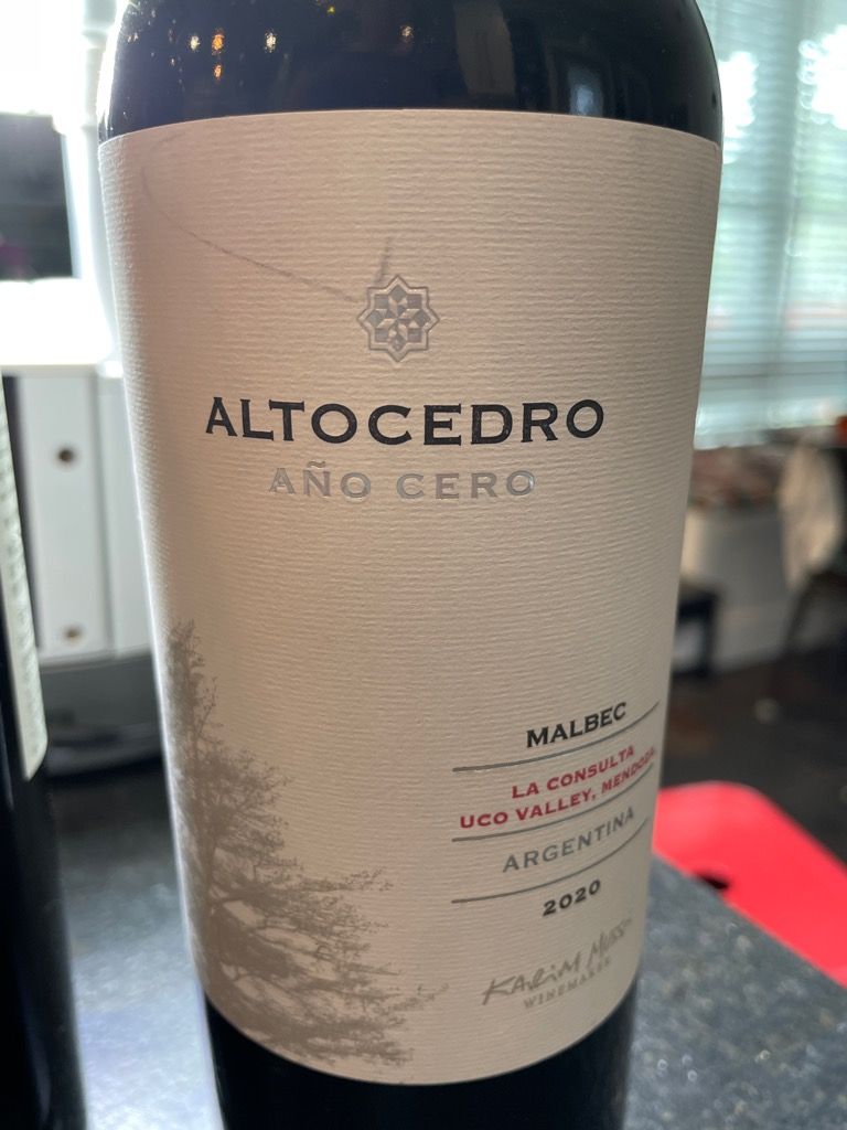 2020 Altocedro Malbec Ano Cero, Argentina, Mendoza, Valle de Uco, La ...