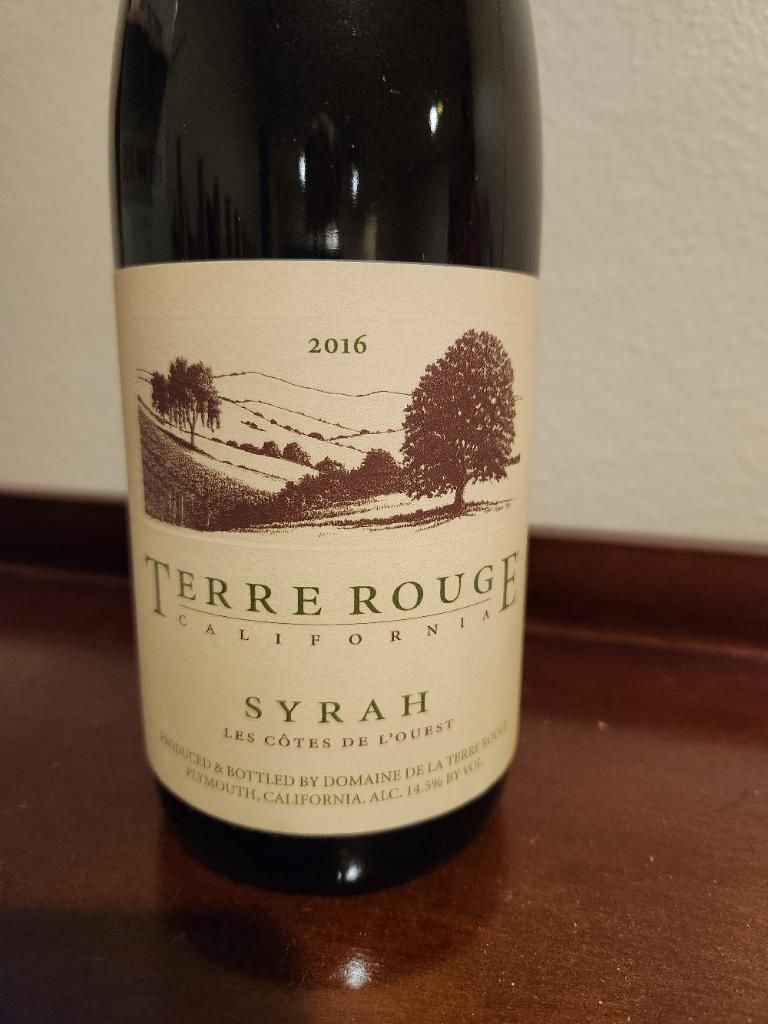 2016 Domaine de la Terre Rouge Syrah Les Cotes de l'Ouest, USA ...