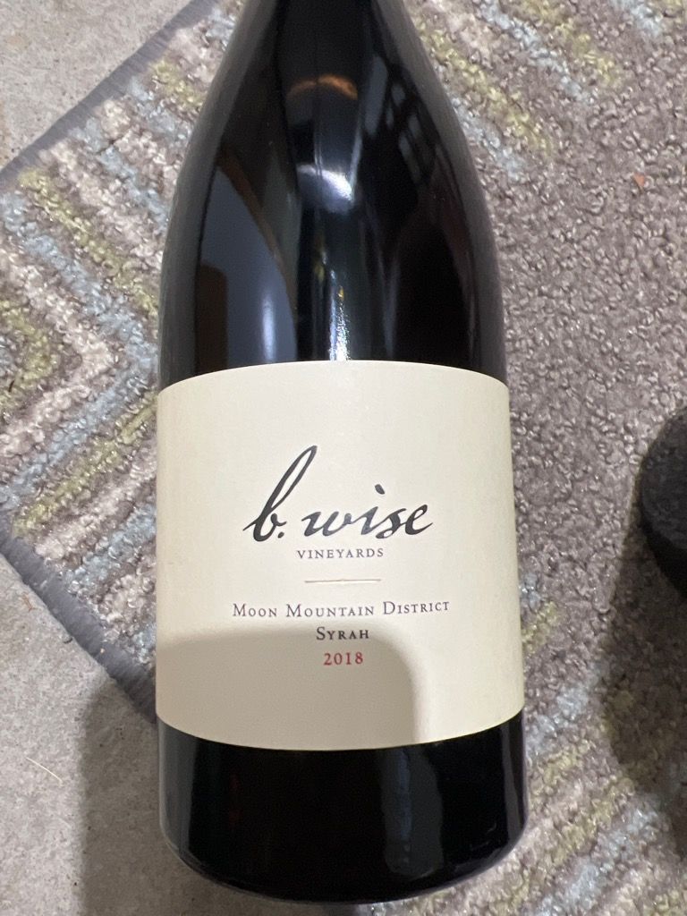2019 B. Wise Vineyards Syrah Moon Mountain District, USA, California ...