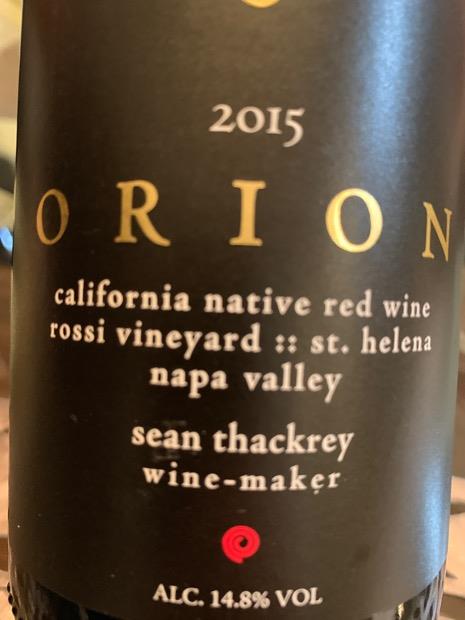 2015 Sean Thackrey Orion Rossi Vineyard, USA, California, Napa Valley ...
