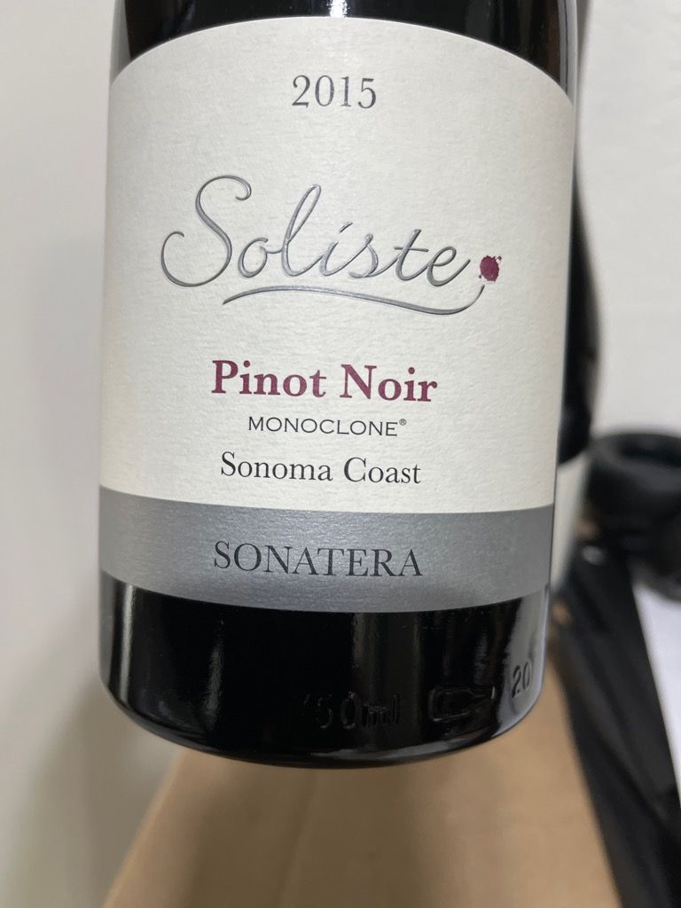 2015 Soliste Cellars Pinot Noir Sonatera Vineyard, USA, California ...