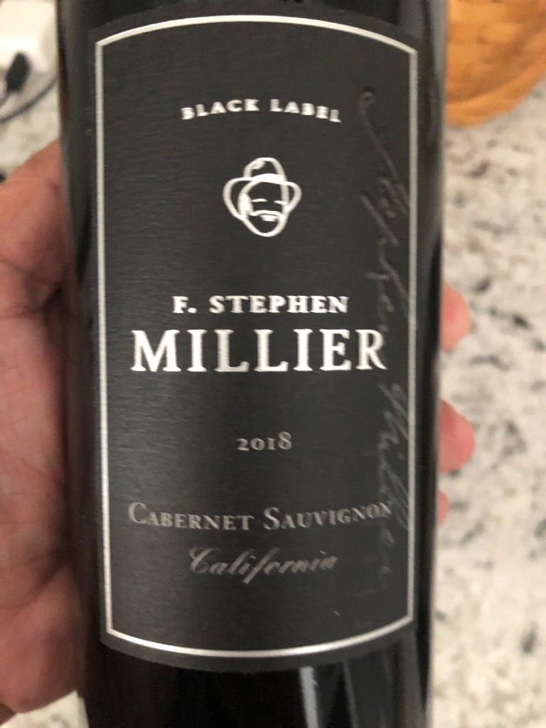 2018 F. Stephen Millier Cabernet Sauvignon Black Label, USA, California ...