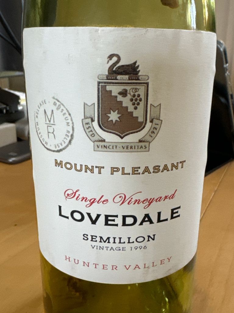 1999 Mount Pleasant Wines Sémillon Cellar Aged Lovedale, Australia, New ...