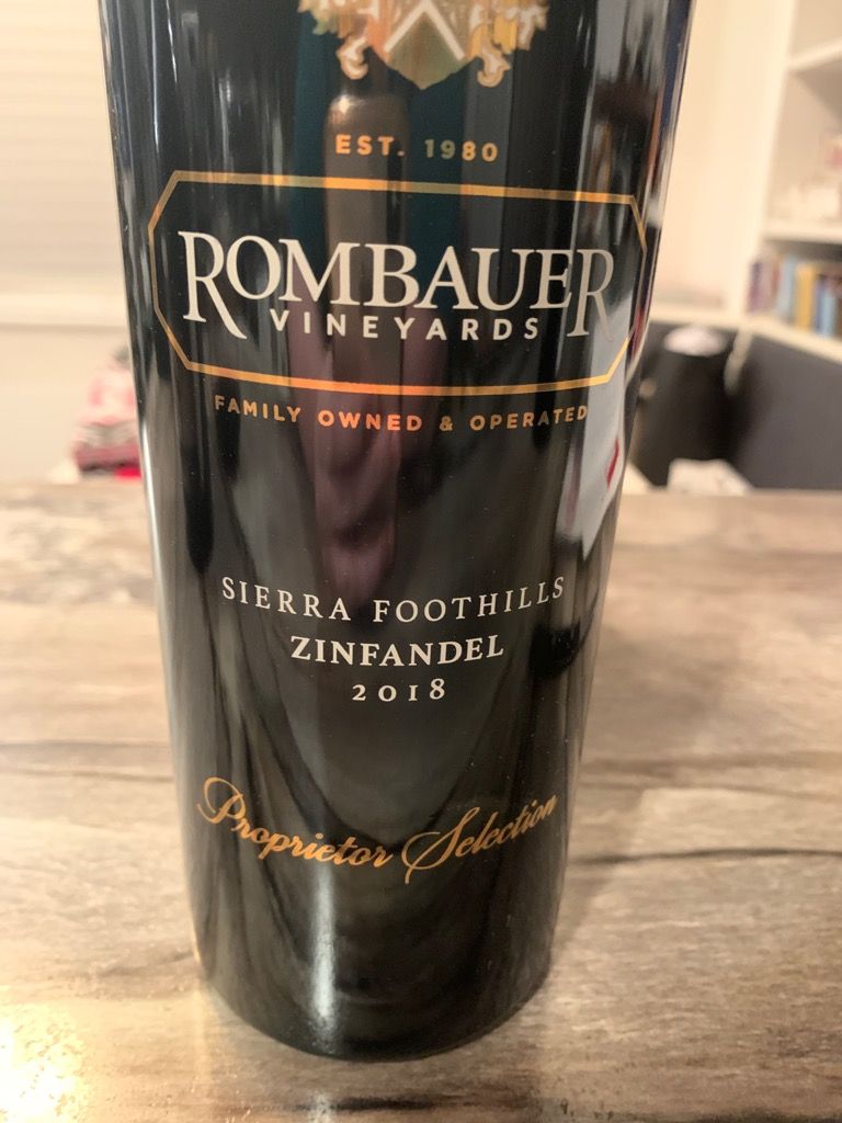 2020 Rombauer Vineyards Zinfandel Sierra Foothills, USA, California ...