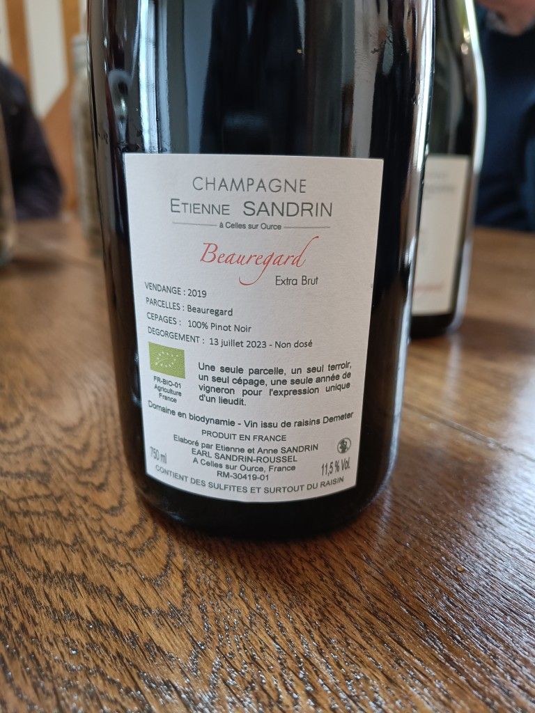 2019 Etienne Sandrin Champagne Extra Brut Beauregard, France, Champagne ...