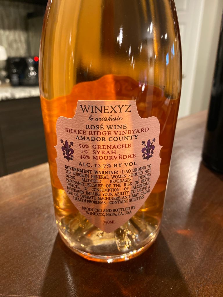 2018 WINEXYZ Le Artishasic Rosé Shake Ridge Vineyards, USA, California ...