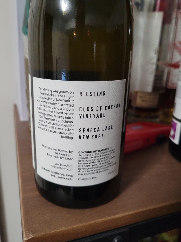 2020 Wild Arc Farm Riesling CDC Clos de Cochon, USA, New York, Finger ...