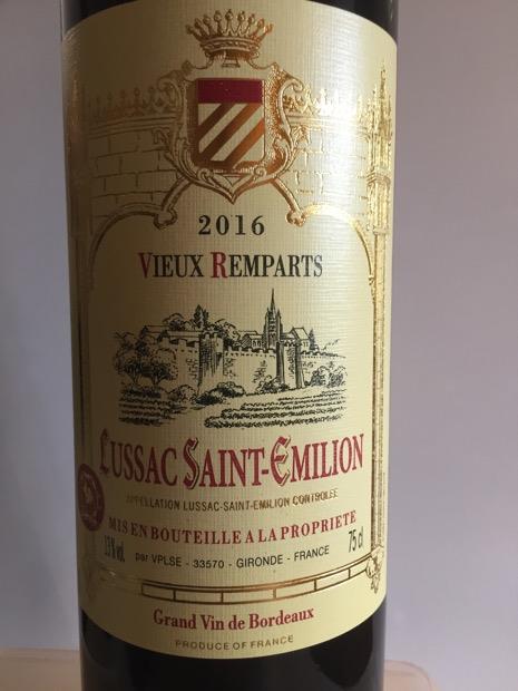 2016 Vieux Remparts Lussac-St. Émilion, France, Bordeaux, Libournais ...