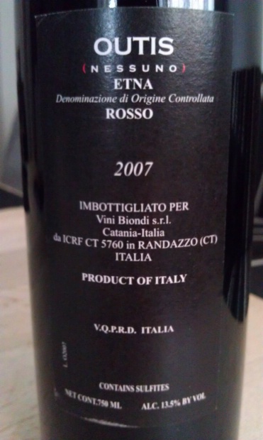2007 Vini Biondi Etna Outis Nessuno, Italy, Sicily, Etna DOC ...