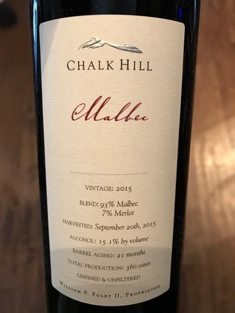 2015 Chalk Hill Malbec, USA, California, Sonoma County, Chalk Hill - CellarTracker