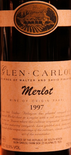1997 Glen Carlou Merlot, South Africa, Coastal Region, Paarl ...