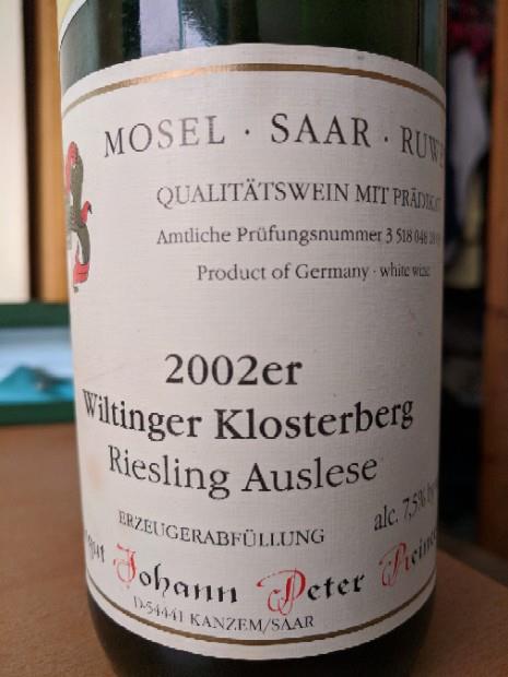 2002 Weingut Johann Peter Reinert Wiltinger Klosterberg Riesling ...