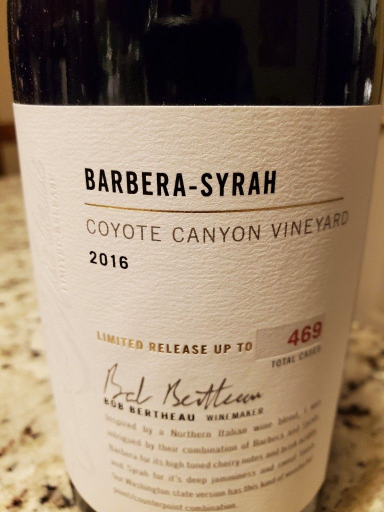 2016 Chateau Ste. Michelle Barbera Coyote Canyon Vineyard, USA ...