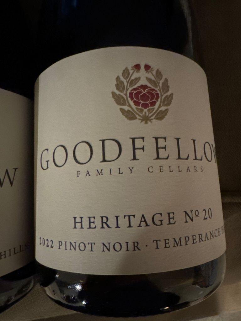 2022 Goodfellow Family Cellars Pinot Noir Heritage No. 20 Temperance ...