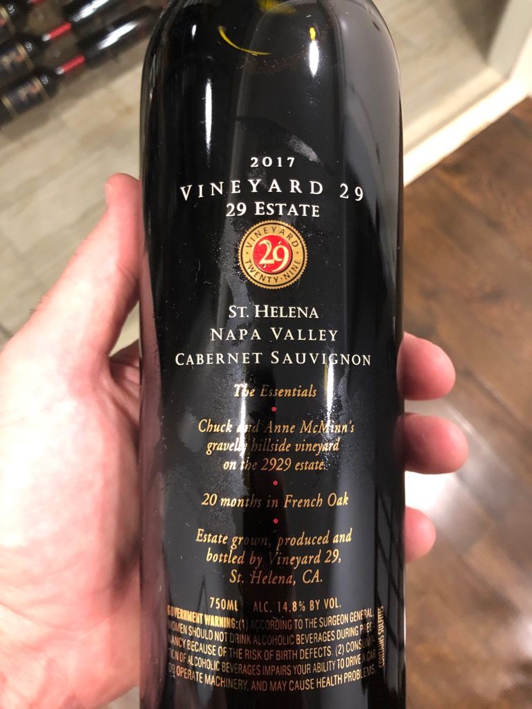 2017 Vineyard 29 Cabernet Sauvignon Aida Estate, USA, California, Napa ...