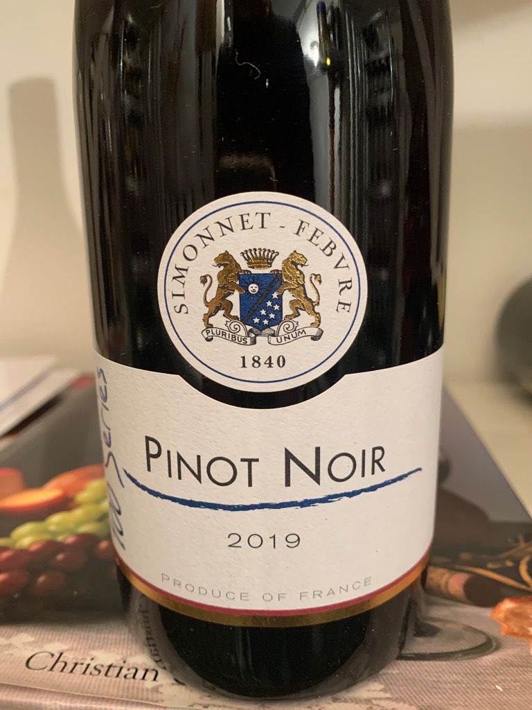 2019 Simonnet-Febvre Pinot Noir 100 Series, France, Vin de France ...