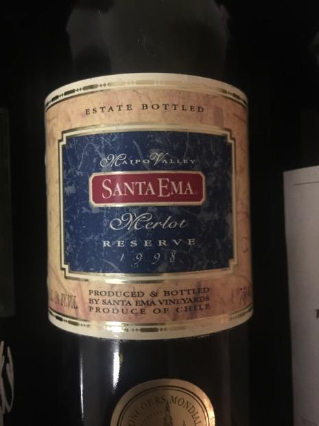1998 Santa Ema Merlot Reserva, Chile, Maipo Valley - CellarTracker