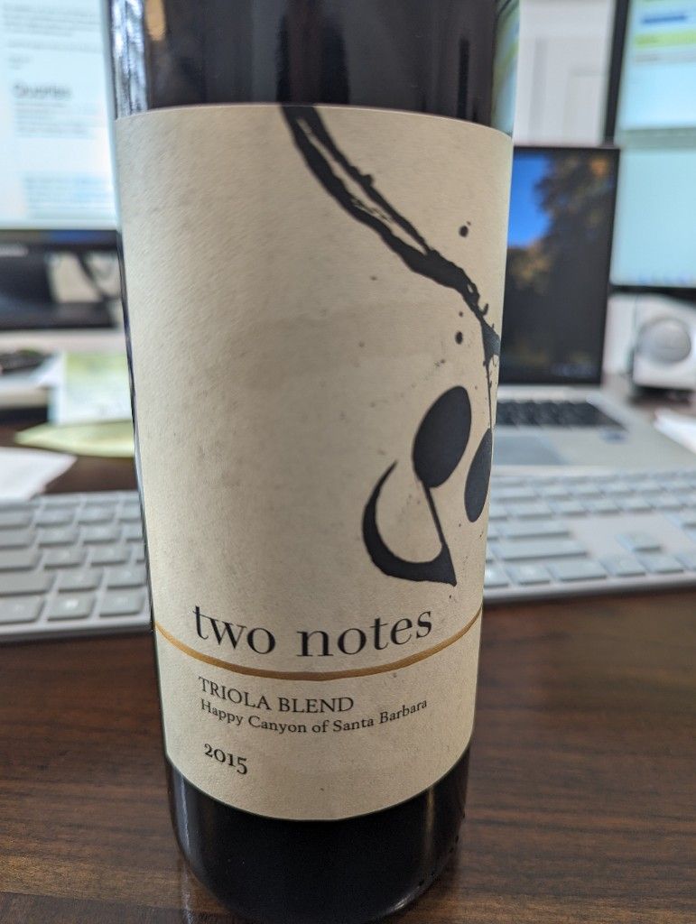 2015 Two Notes Triola Blend, USA, California, Central Coast, Happy ...
