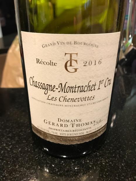 2016 Gerard Thomas Chassagne-Montrachet 1er Cru Les Chenevottes, France ...