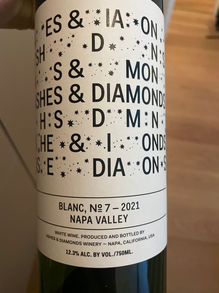 2021 Ashes & Diamonds Blanc No. 7, USA, California, Napa Valley ...
