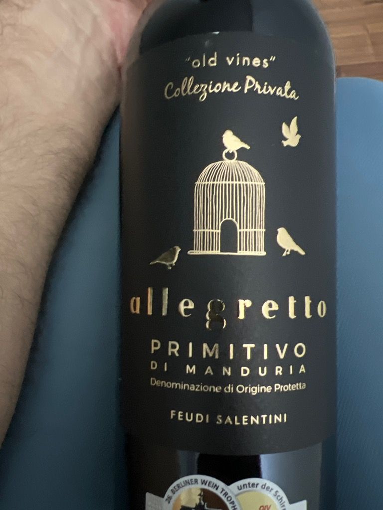2019 Feudi Salentini Primitivo di Manduria Allegretto "old vines ...